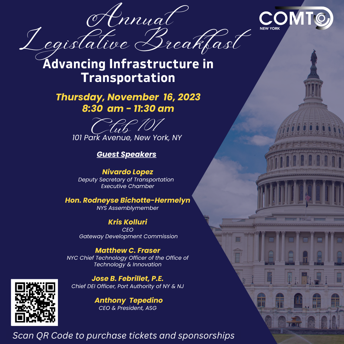 COMTO New York LEGISLATIVE BREAKFAST | ADVANCING INFRASTRUCTURE IN TRANSPORTATION | COMTO